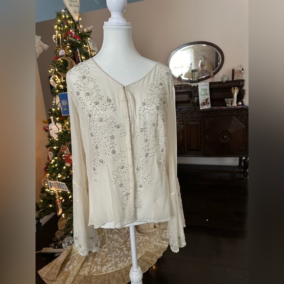 Tops | Vintage Shear Beaded And Sequined Womans Blouse | Poshmark